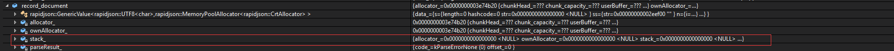 rapidjson在Stack 析构的时候crash · Issue #1443 · Tencent/rapidjson · GitHub
