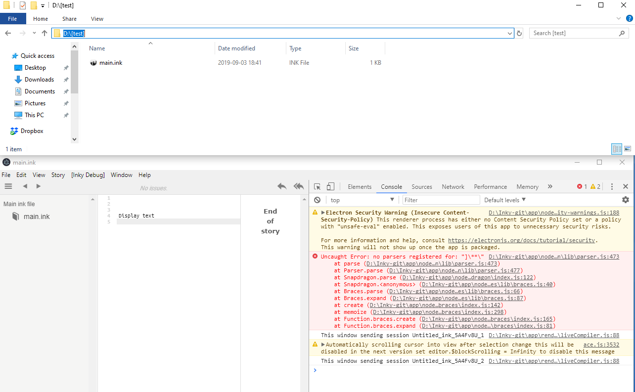 Failing to read files when path contains "]" symbol · Issue #187 · inkle/inky · GitHub