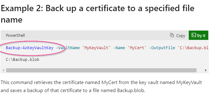 [Doc]: Backup-AzKeyVaultCertificate example mistakenly uses Backup-AzKeyVaultkey · Issue #20142 ...