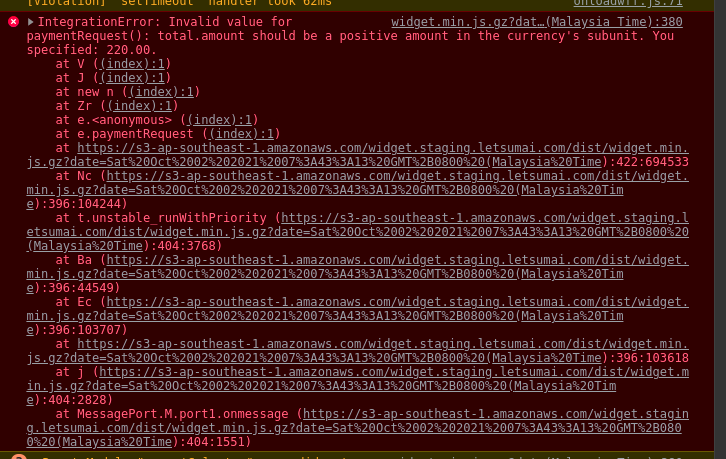PaymentRequestButton IntegrationError: Invalid value for paymentRequest(): total.amount should ...