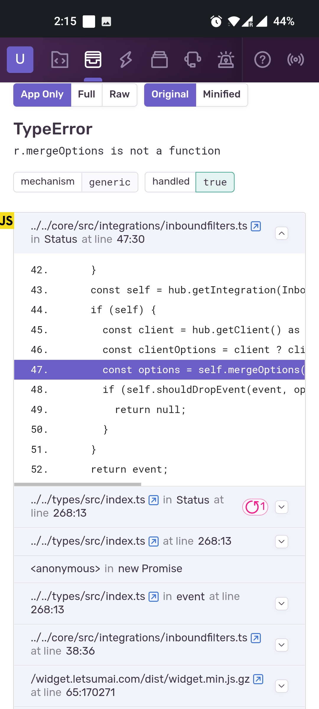 Typeerror Rmergeoptions Is Not A Function · Issue 5339 · Getsentrysentry Javascript · Github