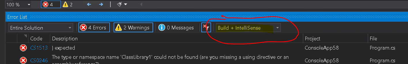 Update Build Error More Frequently When Build Intellisense Error Filter Is Selected Like When