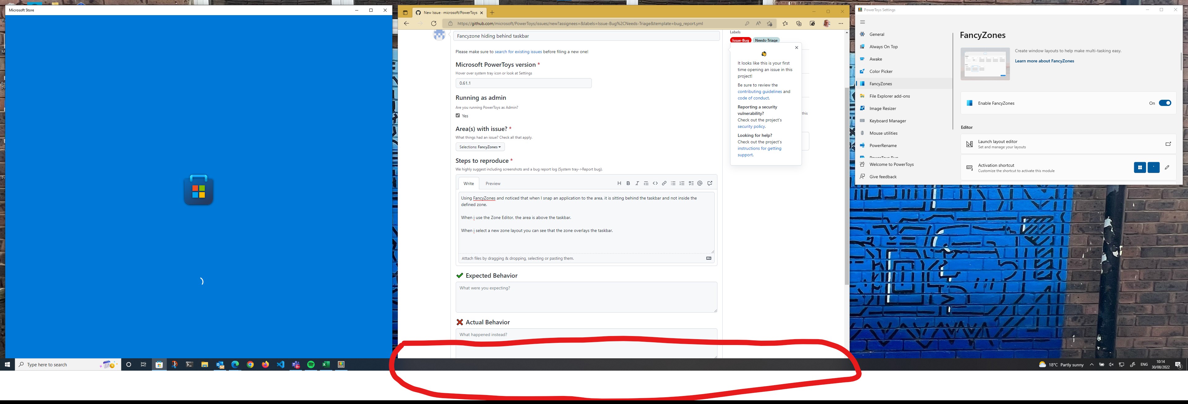 Fancyzone behind Windows Taskbar, not defined as per Zone Editor · Issue #20160 · microsoft ...