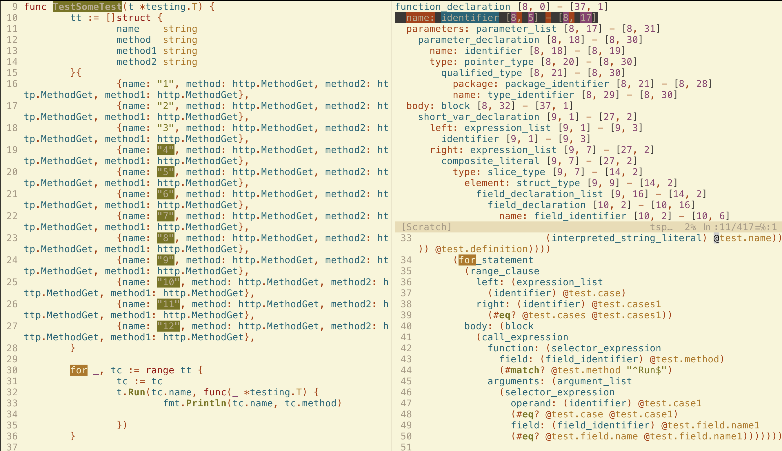 Problem with capturing struct field values(Golang) · Issue #3993 · nvim-treesitter/nvim ...