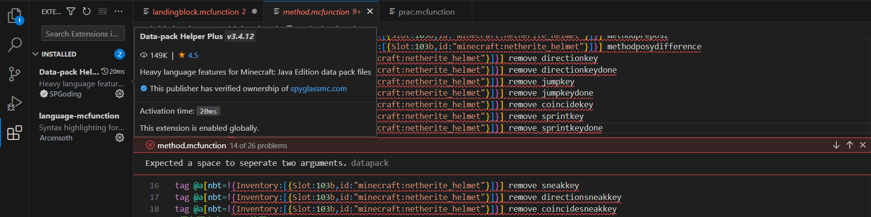 nbt display errors · Issue #1051 · SpyglassMC/Spyglass · GitHub