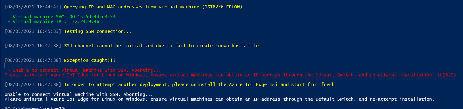 [Hyper-V] Installation of virtual switch failed during deploying Azure IoT edge Linux on Windows ...