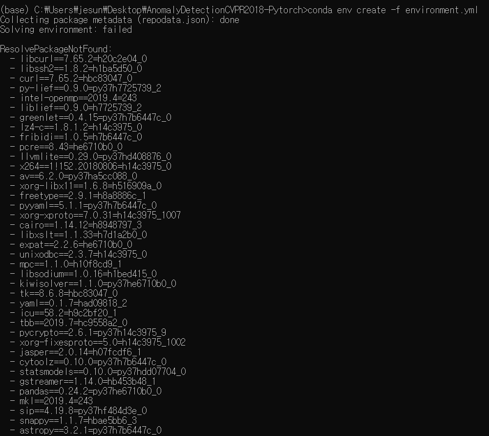ResolvePackageNotFound error (conda env create -f environment.yml) · Issue #114 · ekosman ...