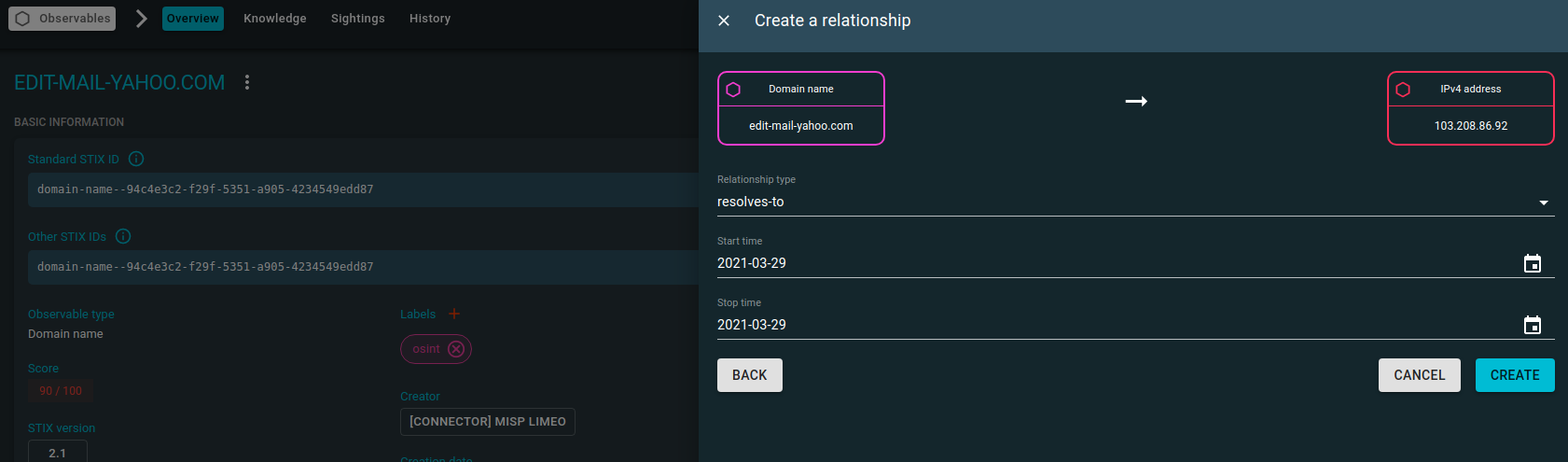 When click on the "Linked Observables +" of Observable, it does not show any of the observables ...
