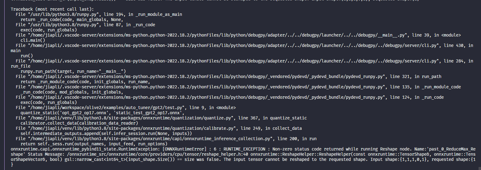Quantized int8 onnx GPT2 model returns different tokens whether using past_key_values or not for ...