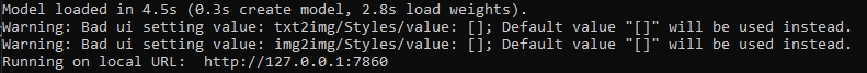 [Bug]: Warning: Bad ui setting value: txt2img/Styles/value: []; Default value "[]" will be used ...