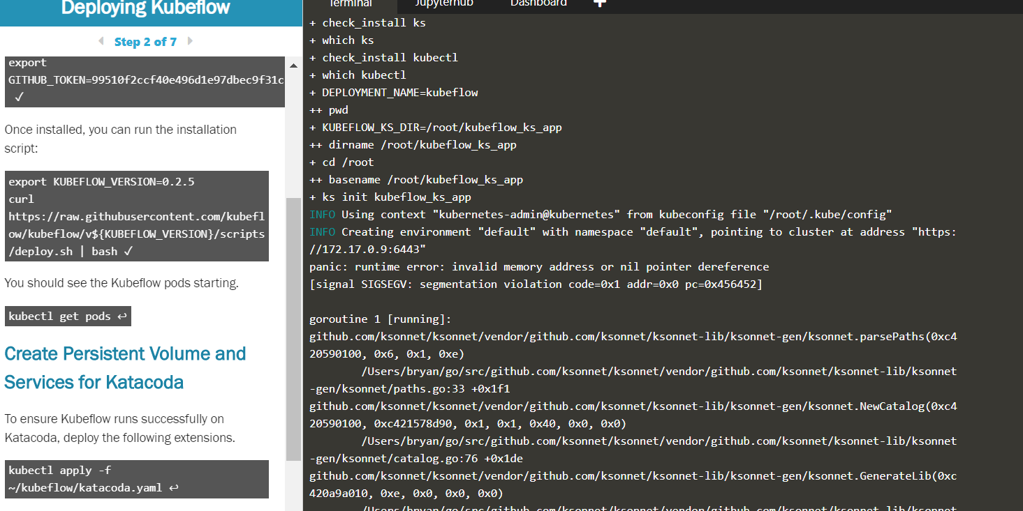 Error Running Katacoda Kubeflow Deployment Scenario · Issue 1329 · Kubeflow Website · Github