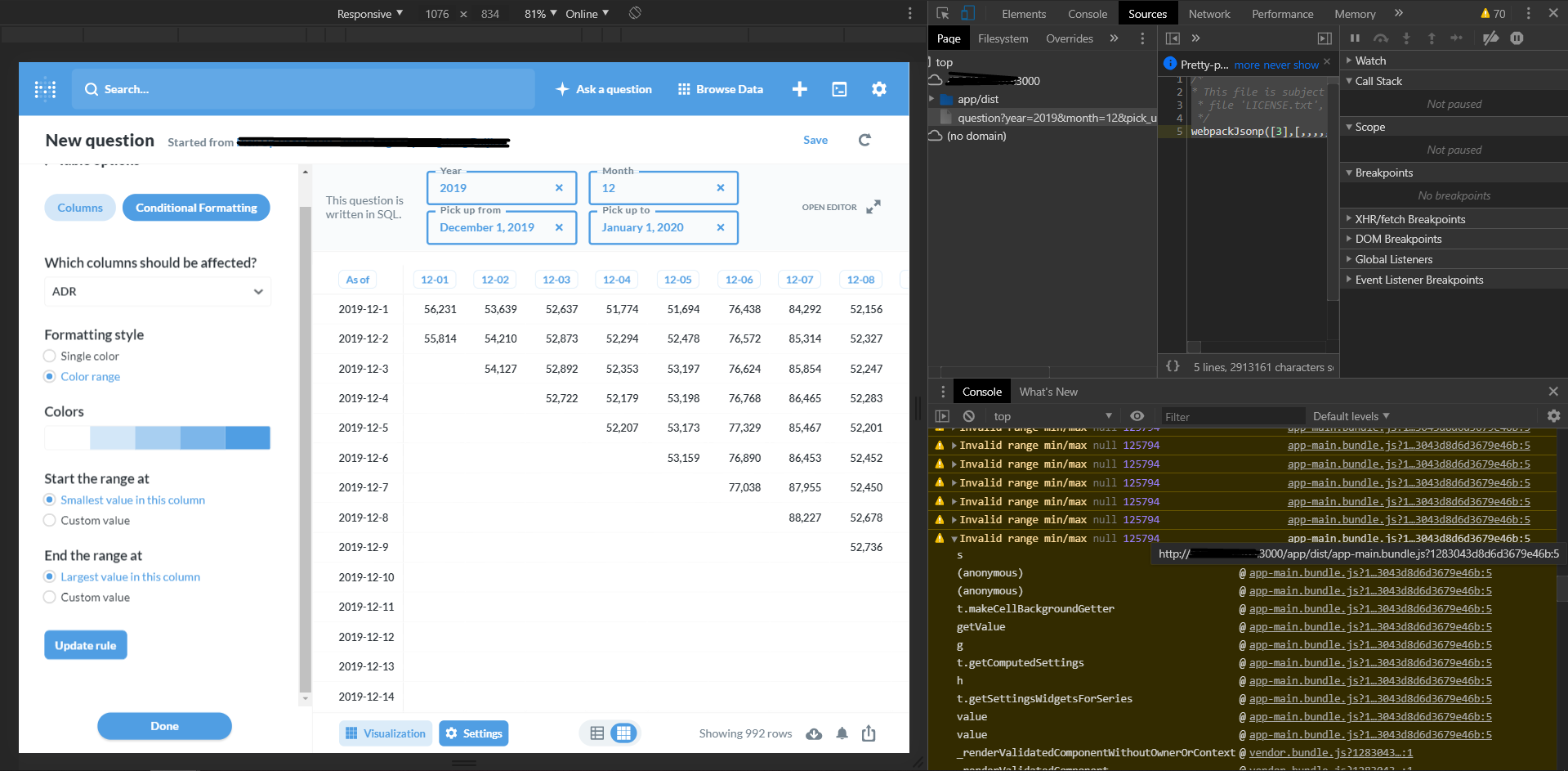 Conditional formatting color range by min/max values should apply to not-null values only ...