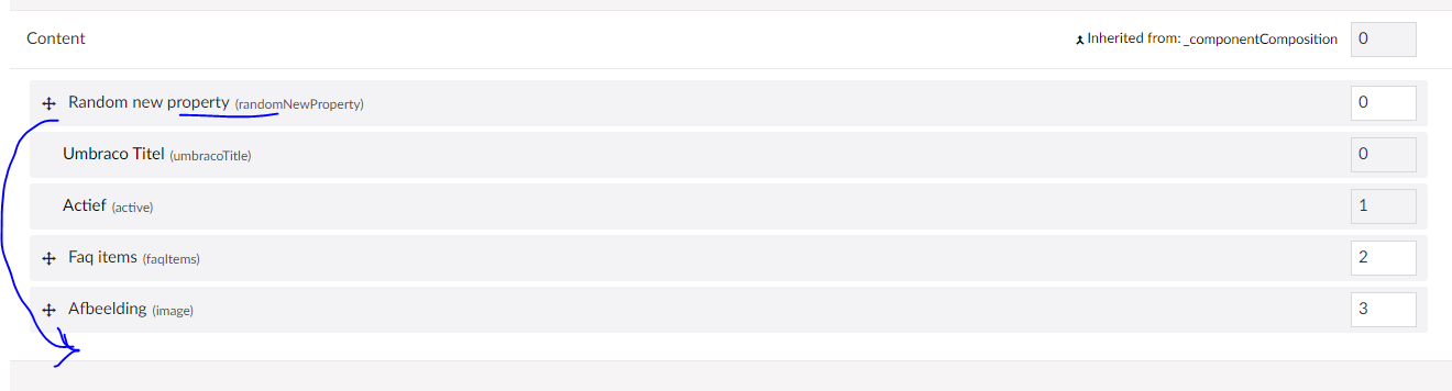 Adding property to doctype sets wrong order when using composition · Issue #11564 · umbraco ...