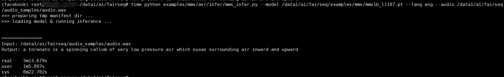 when use asr infer it get something wrong · Issue #5172 · facebookresearch/fairseq · GitHub