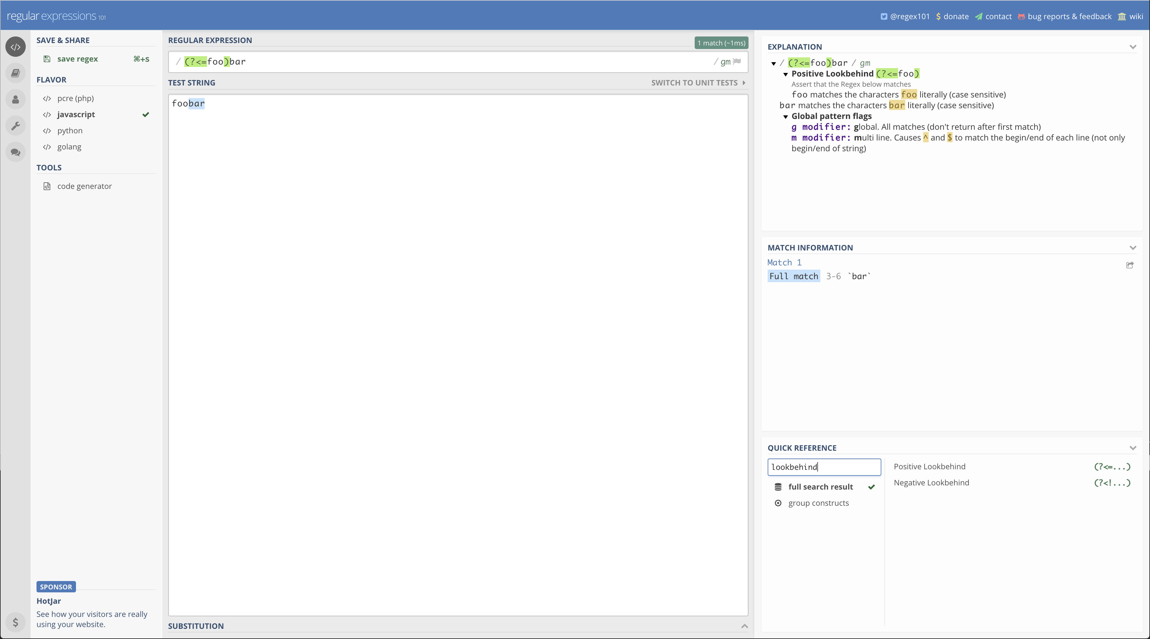 Does JavaScript actually support negative lookbehinds on Regex101? · Issue #1053 · firasdib ...