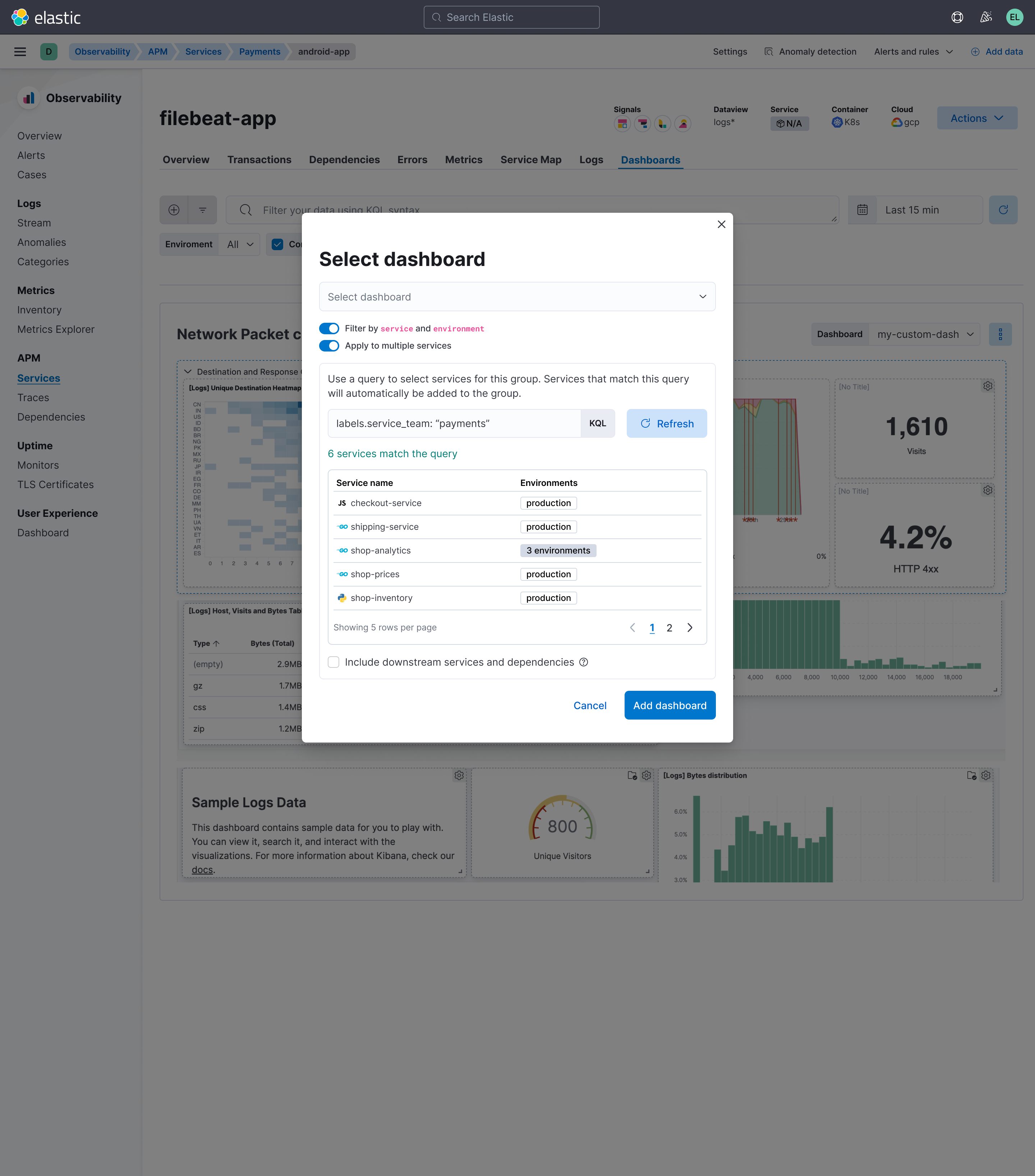 [APM] Implement a dedicated tab for custom dashboards · Issue #163590 · elastic/kibana · GitHub
