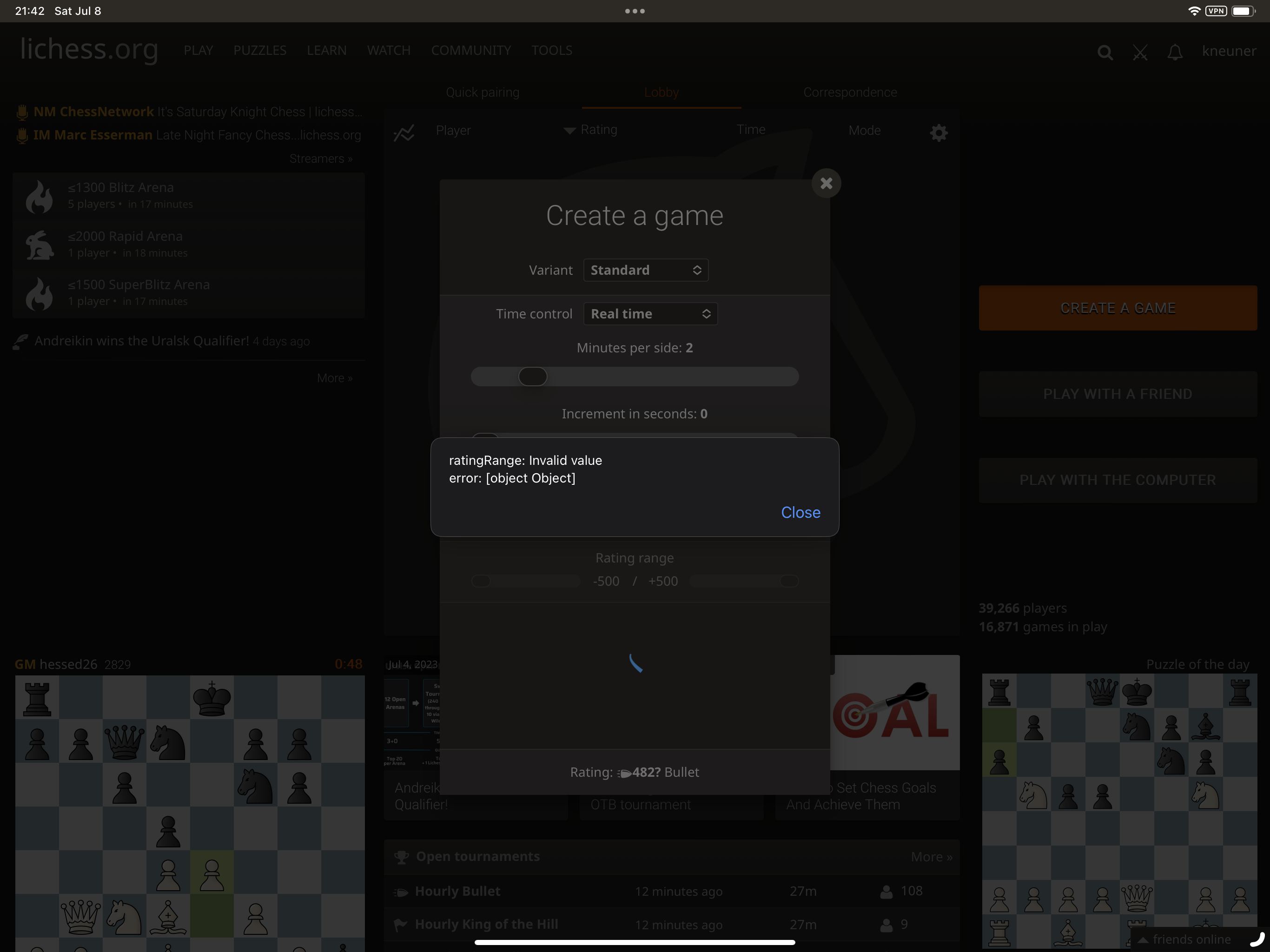 Object error when creating a game at low provisional rating · Issue #13187 · lichess-org/lila ...