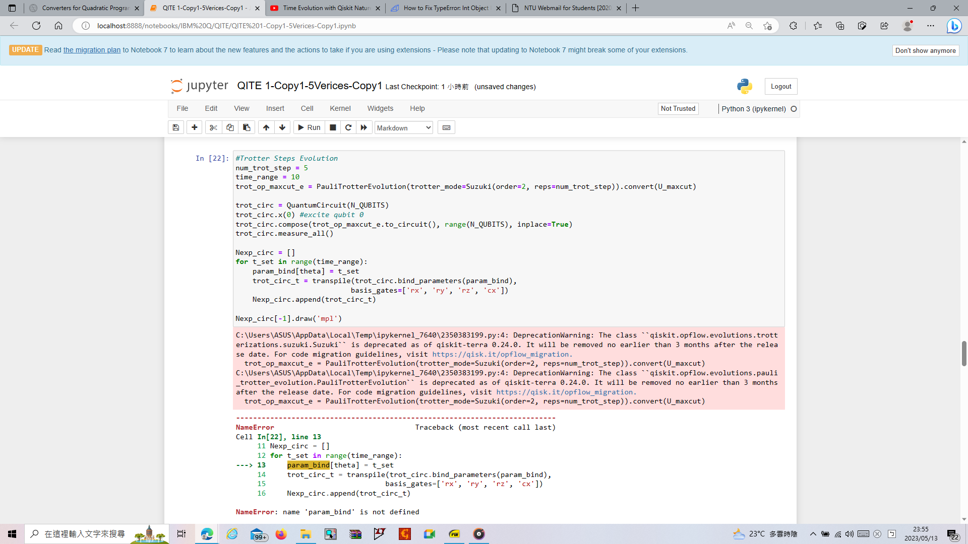 Refer to Trotter Evolution in the video "Time Evolution with Qiskit Nature & Opflow" · Issue ...