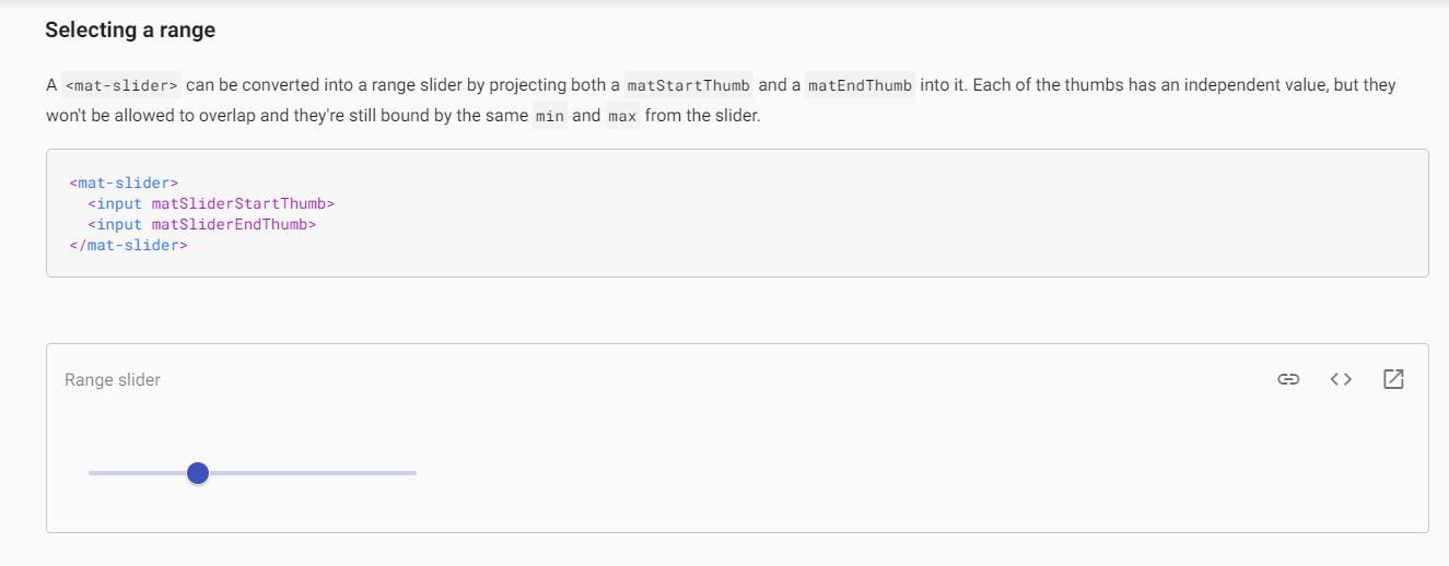 docs-bug(slider): Clarify doc description of ability for range sider thumbs to overlap · Issue ...