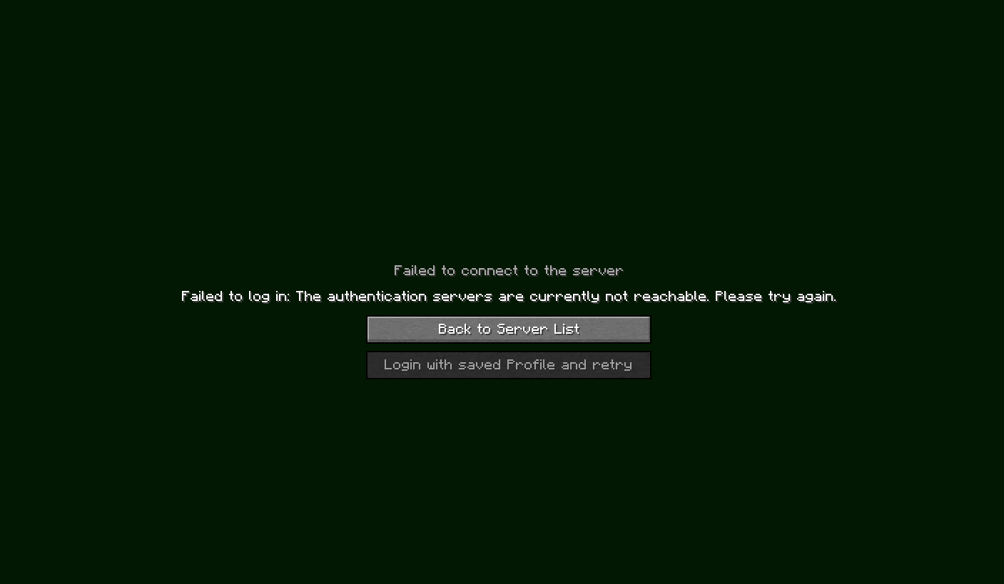 Getting "Failed to Log in: the authentication servers are currently not reachable. Please try ...