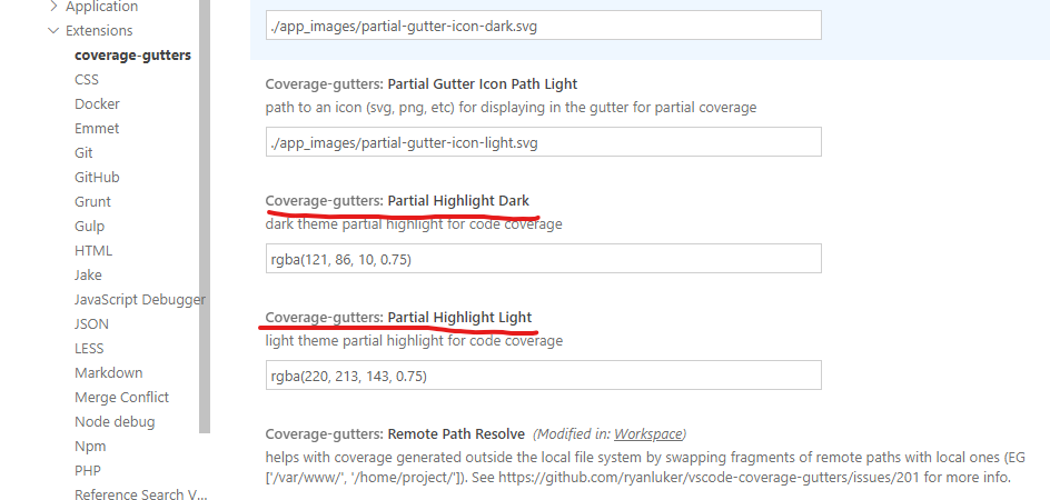 Color settings don't work · Issue #239 · ryanluker/vscode-coverage-gutters · GitHub