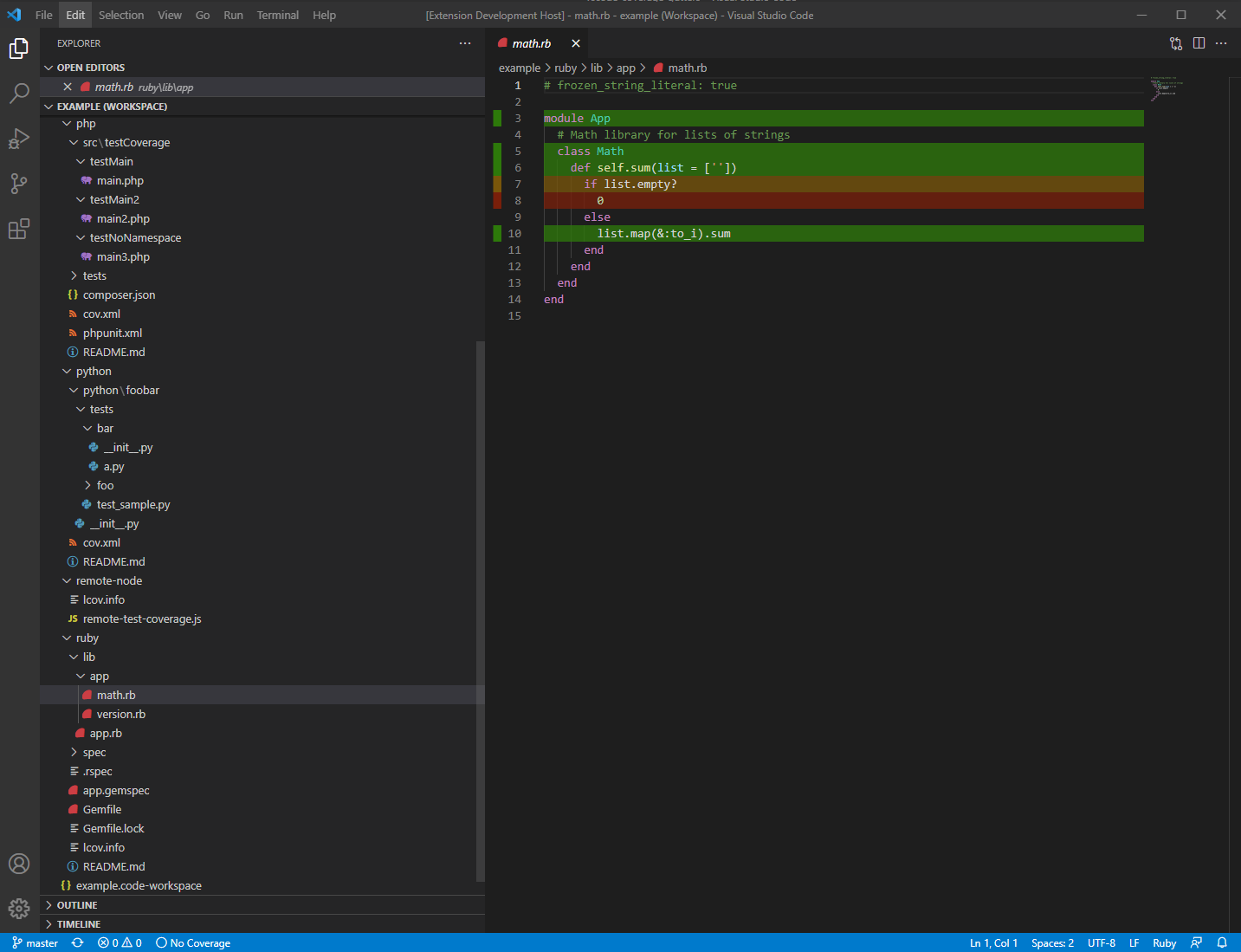 Covered Lines Green Color Is Not Visible In Dark Mode · Issue 339 · Ryanlukervscode Coverage