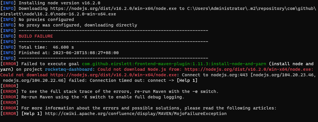 Maven 打包失败 · Issue 109 · Apache Rocketmq Dashboard · Github