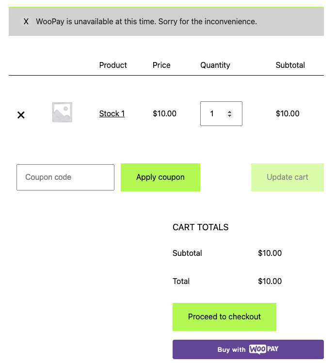 Trying to check out a "stock: 1" product fails with WooPay · Issue ...