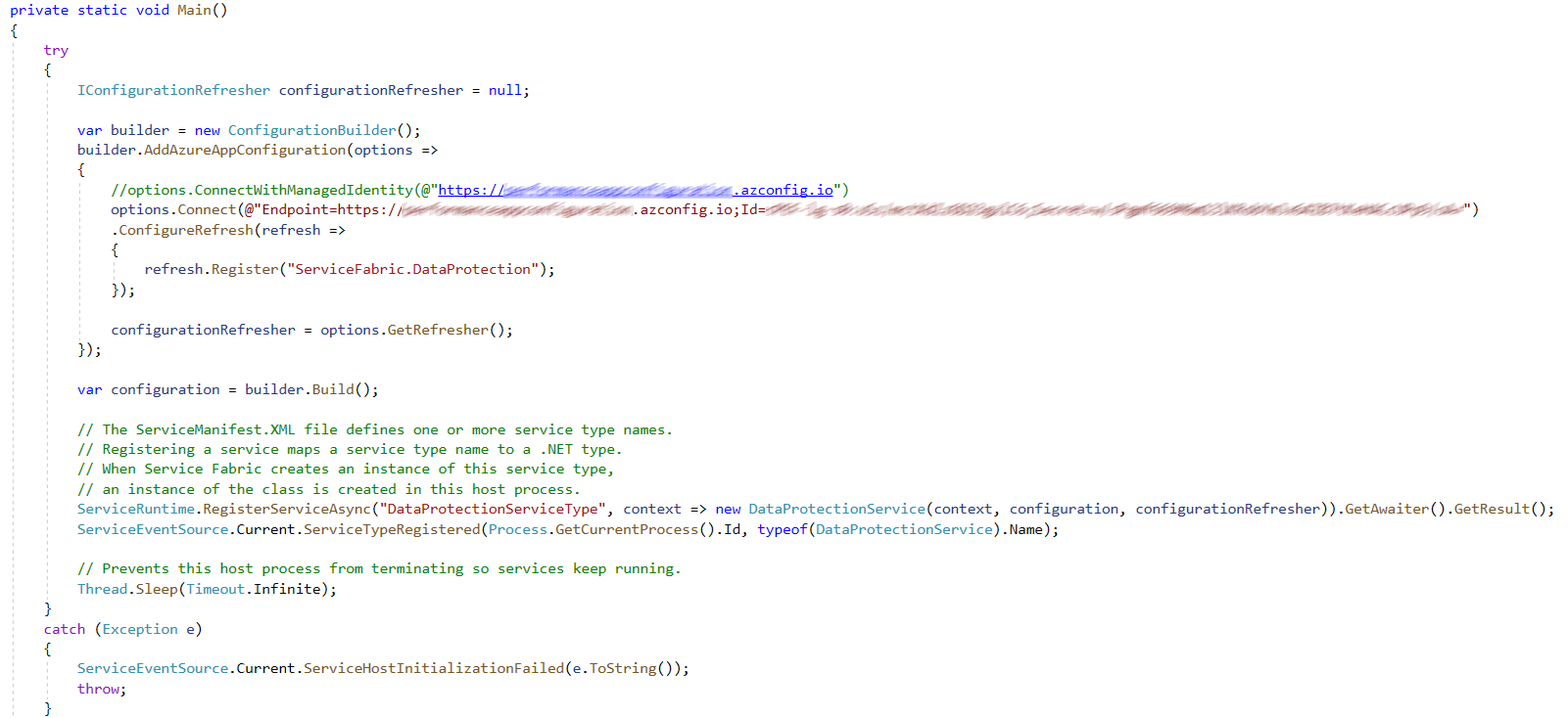 ConfigurationRefresher Refresh throws unhanded exception when called & hosted within a Service ...
