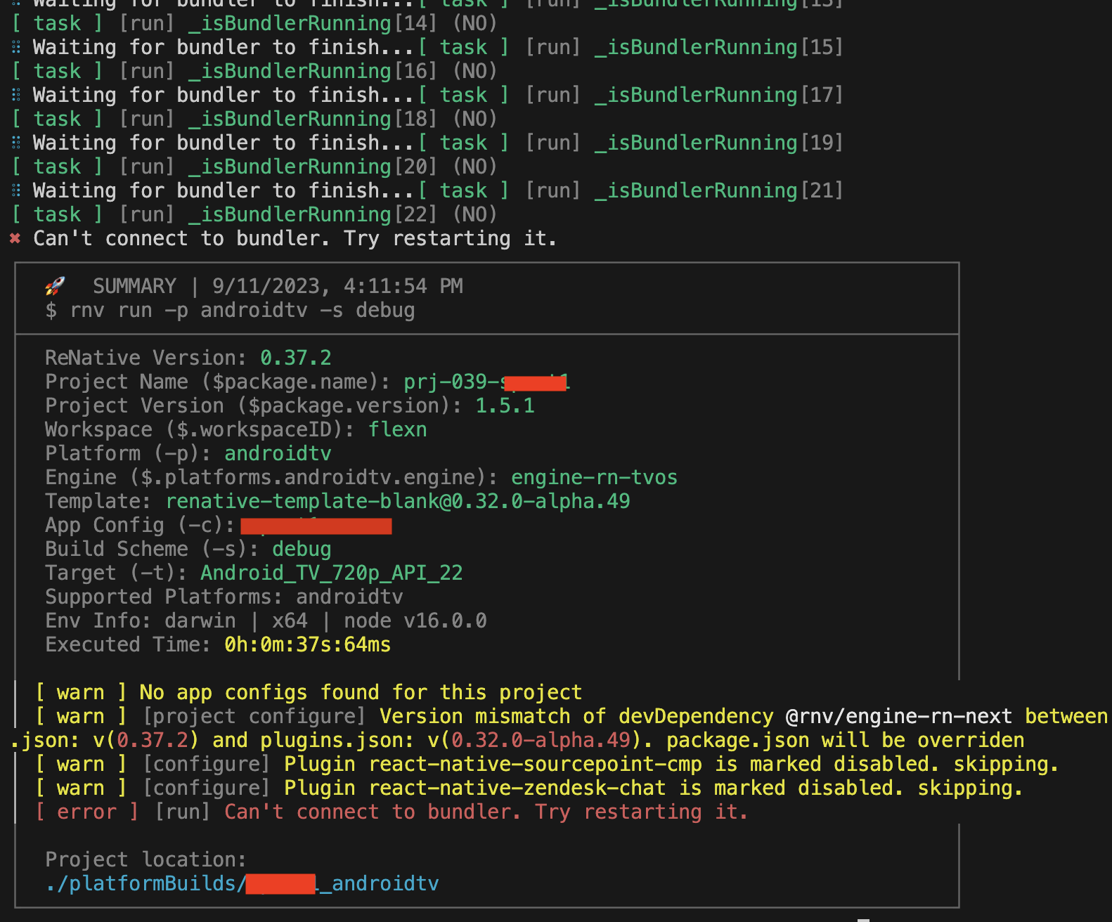 Macos Androidtv Cant Connect To Bundler Try Restarting It · Issue 1101 · Flexn Io