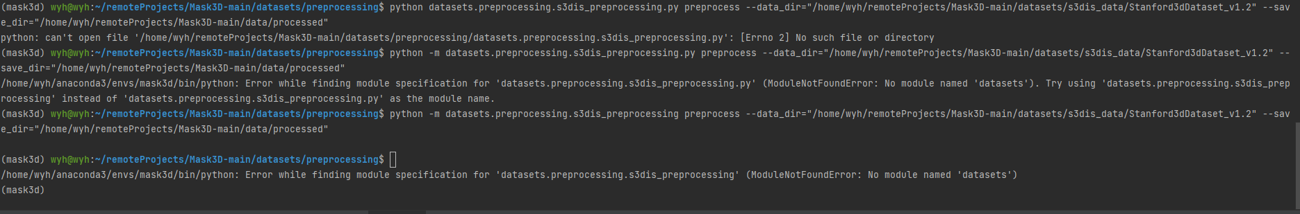 No such file or directory on s3dis · Issue #84 · JonasSchult/Mask3D · GitHub