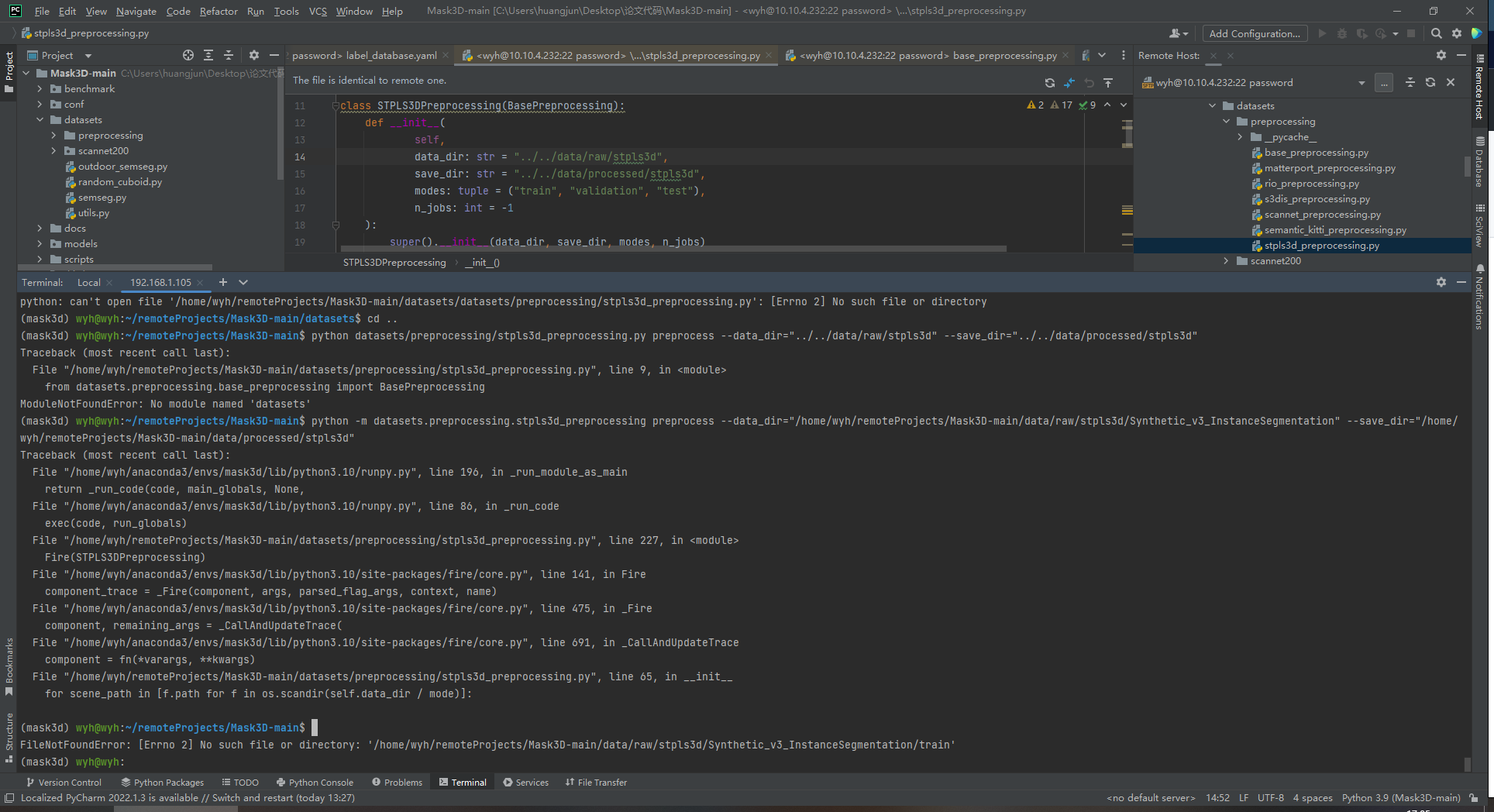 FileNotFoundError: [Errno 2] No such file or directory: '/home/wyh ...