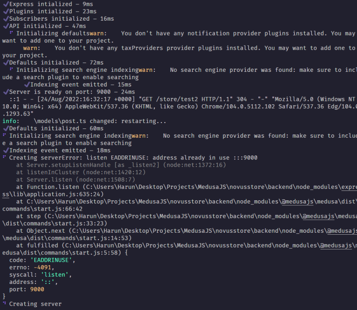 Throws error at reload when editing code · Issue #2098 · medusajs ...