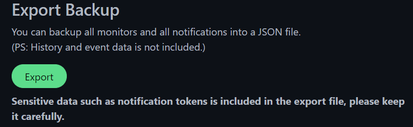 Export Backup Security Bug · Issue #761 · louislam/uptime-kuma · GitHub