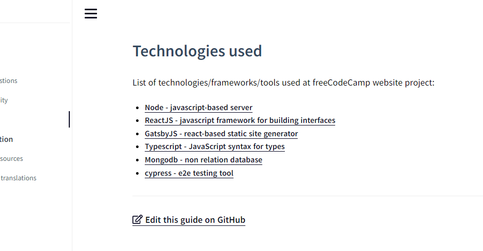 list of technologies used in learning platform · Issue #51564 · freeCodeCamp/freeCodeCamp · GitHub