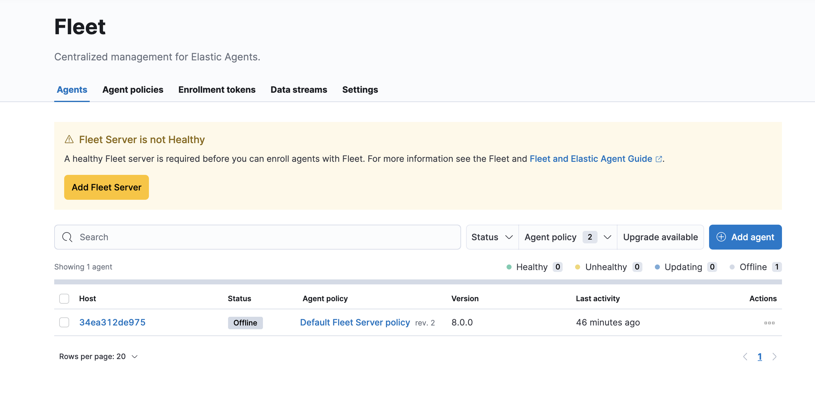 [Fleet] Fleet server setup instructions do not show if there is an ...