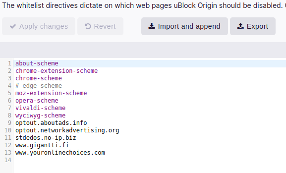 Allow saving newlines in whitelist · Issue #1097 · uBlockOrigin/uBlock-issues · GitHub