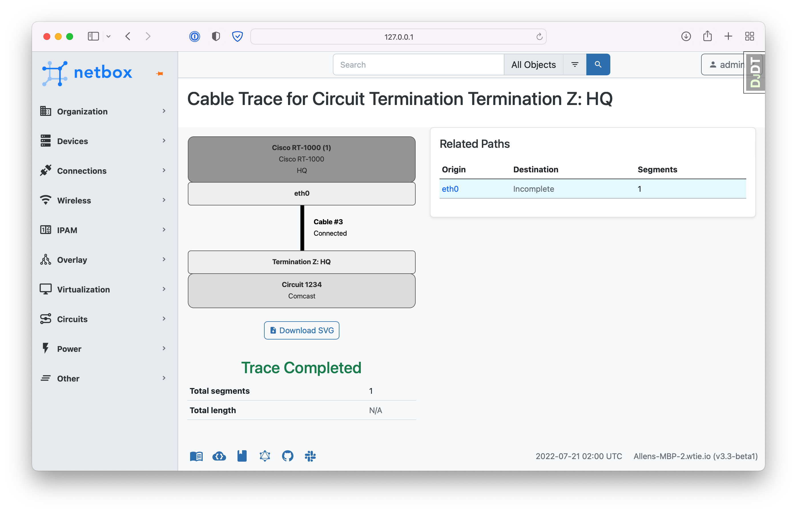 Cable Trace for interface terminated on circuit not working · Issue #9789 · netbox-community ...