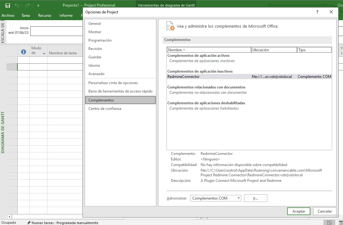 Not render plugin in MS Project · Issue #9 · conveniencable/microsoft_project_connector · GitHub