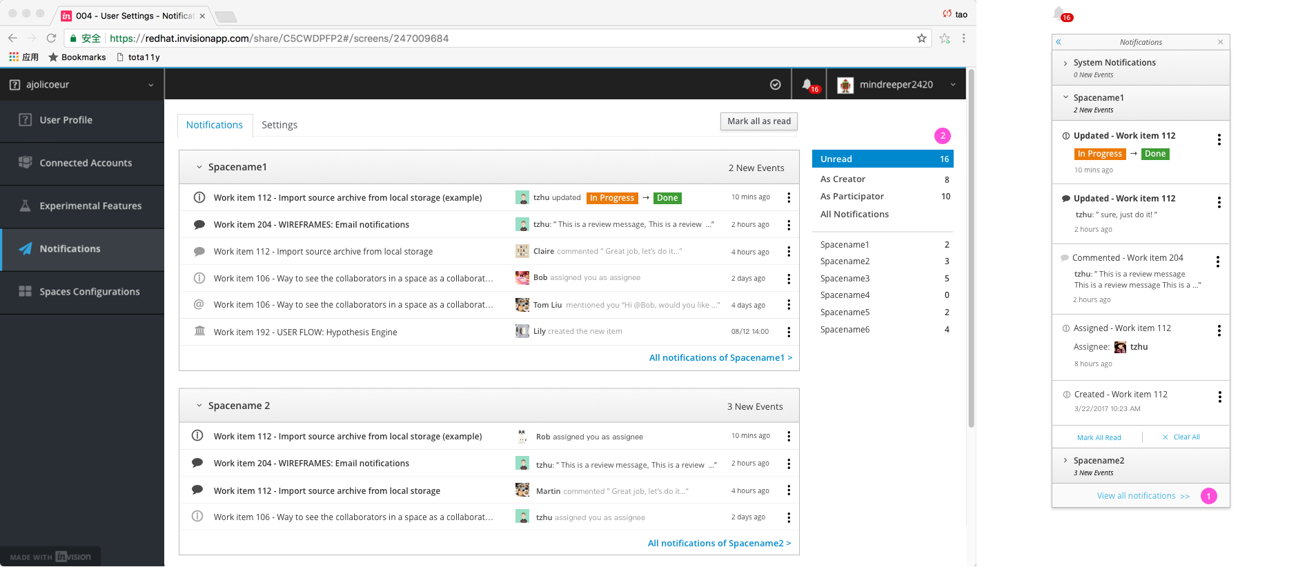 WIREFRAMES: Notifications · Issue #432 · fabric8-ui/fabric8-ux · GitHub