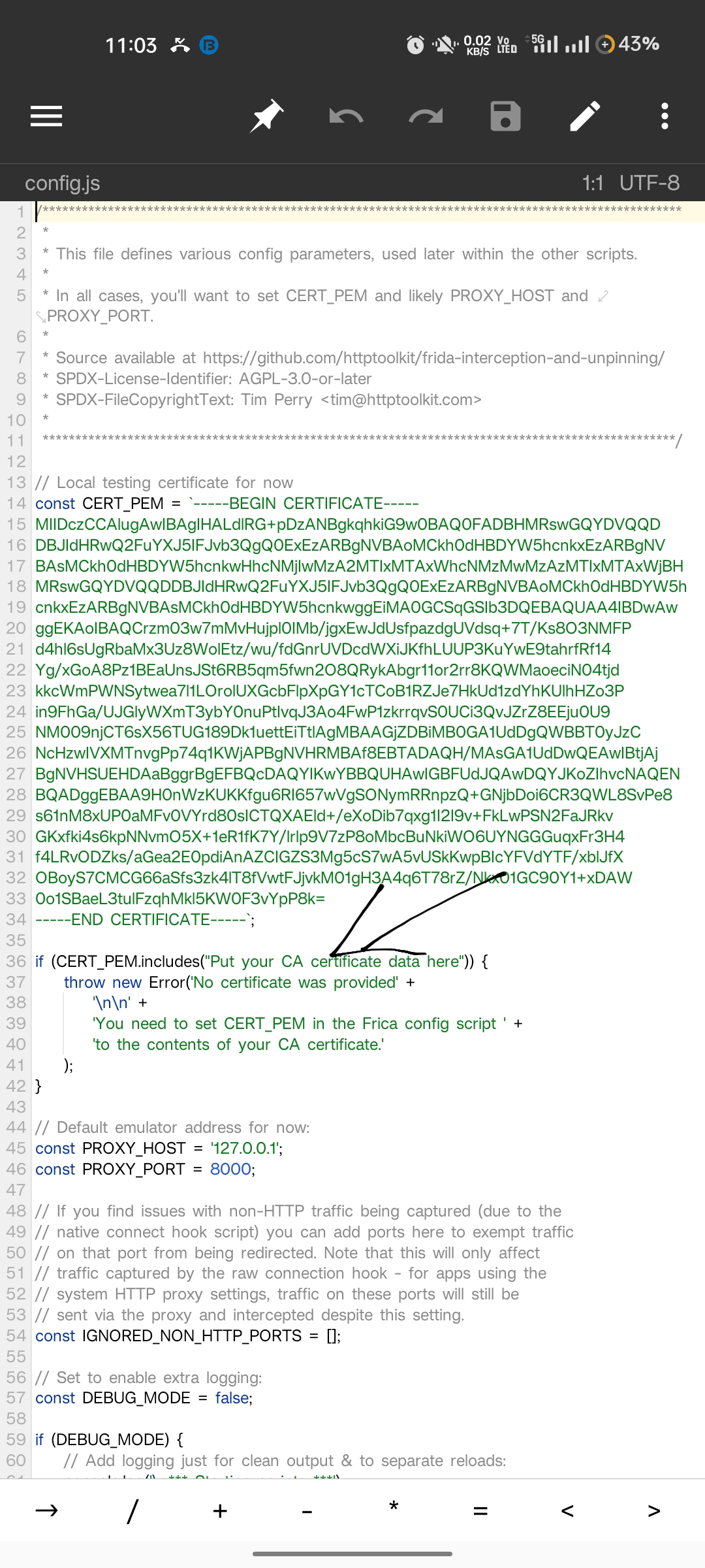 How To Put Pem Code In Configjs · Issue 57 · Toolkitfrida Interception And Unpinning · Github