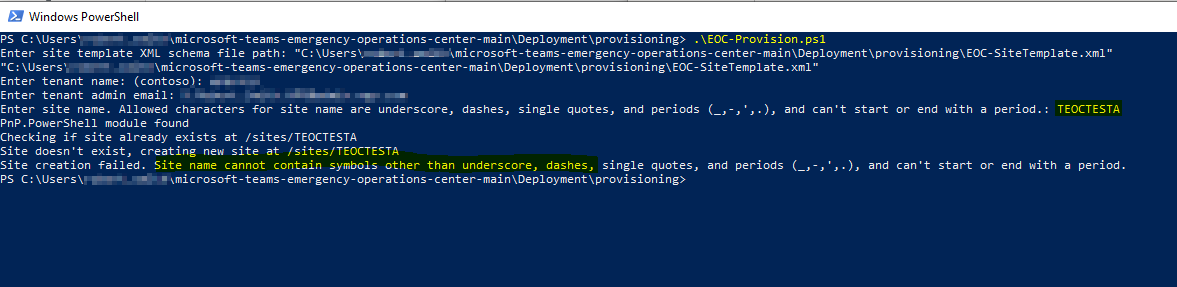 PowerShell Script Cannot Create Site · Issue #101 · OfficeDev/microsoft-teams-emergency ...