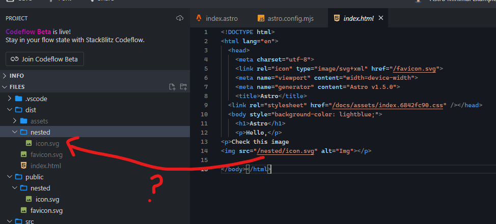 Items in public/ are resolved in dev mode without base but not in production · Issue #5107 ...