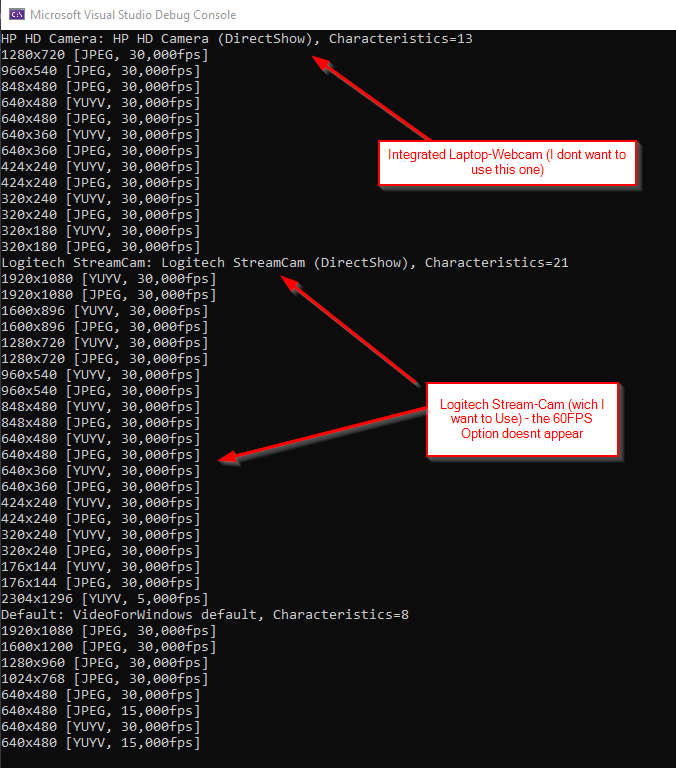 Missing Camera Characteristics · Issue #52 · kekyo/FlashCap · GitHub