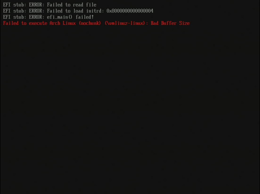 systemd-boot: Error preparing initrd: Bad Buffer Size · Issue #25911 · systemd/systemd · GitHub