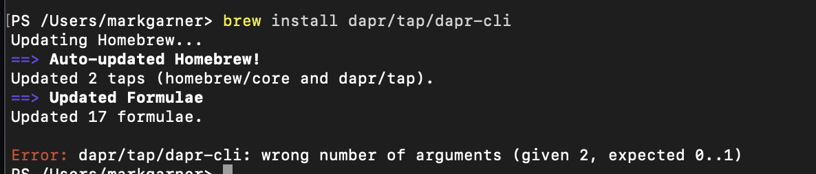 Homebrew Installation Seems Be Be Broken · Issue 3448 · Dapr Dapr · Github
