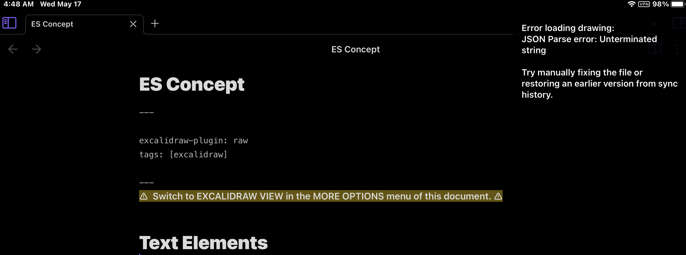 Unable to recover Excalidraw file · Issue #1135 · zsviczian/obsidian ...