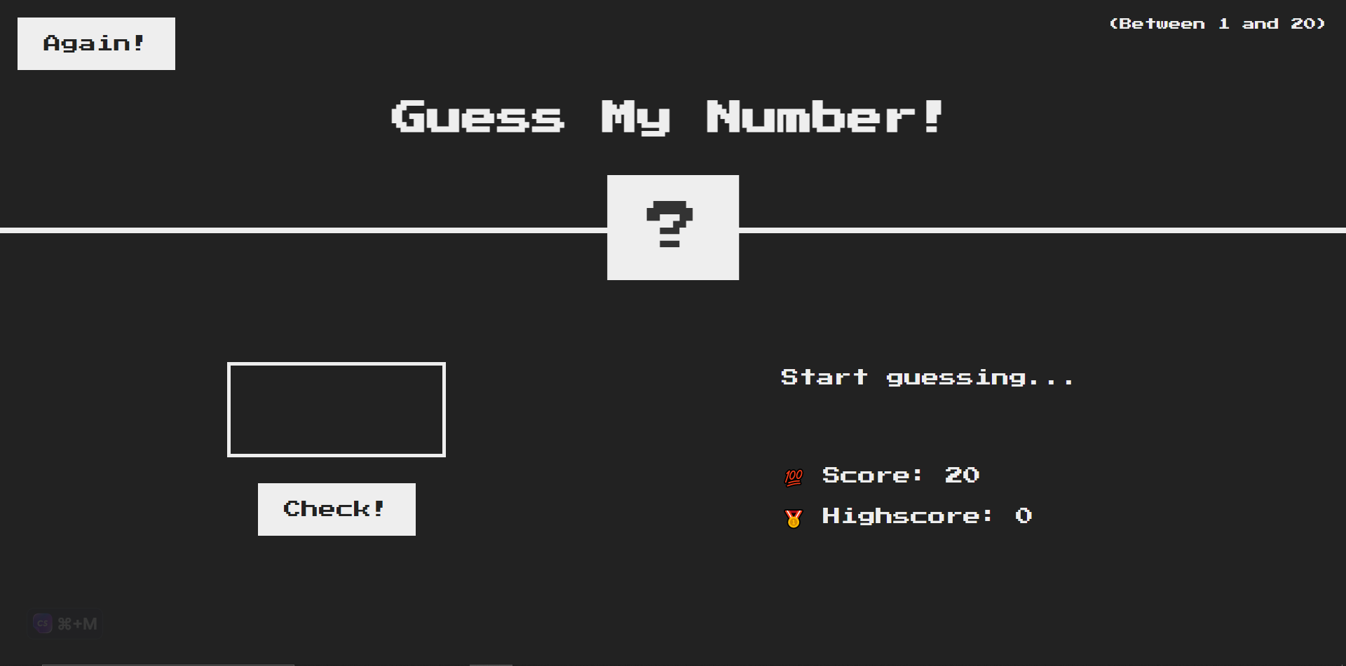 GitHub - PoulavBhowmick03/NumberGuesser: Guess a number between 1 to 20, and if your guess ...