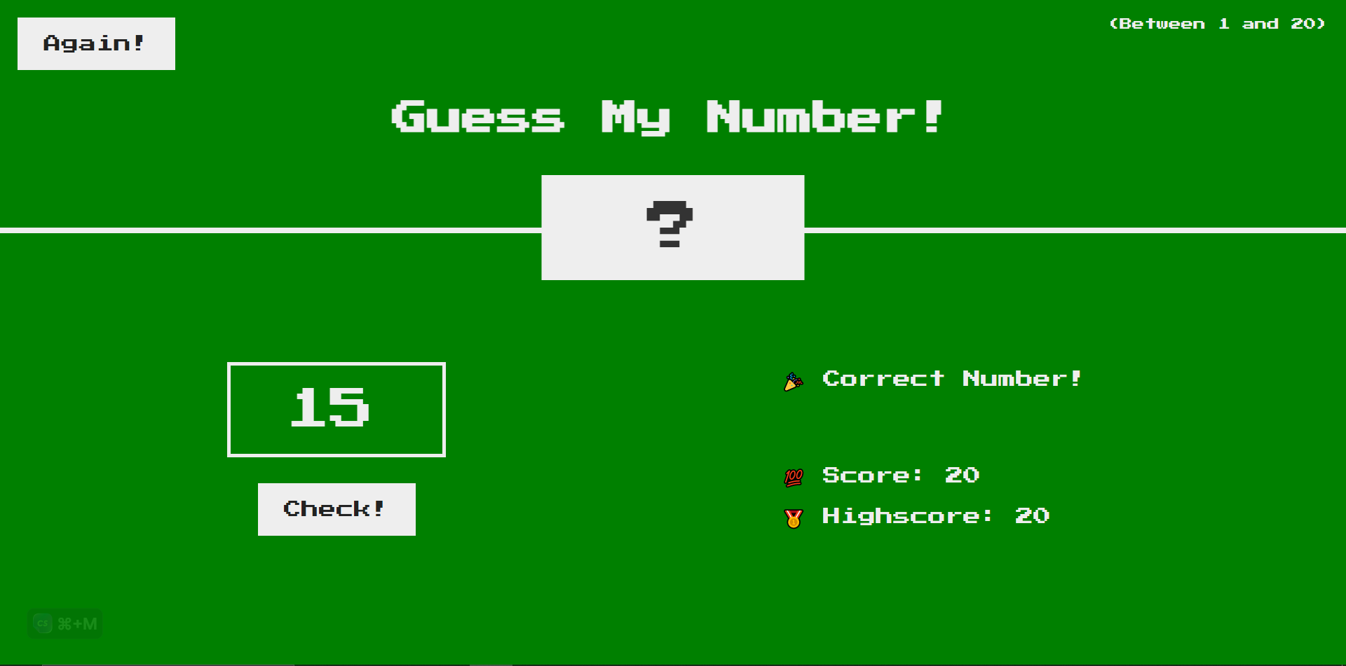 GitHub - PoulavBhowmick03/NumberGuesser: Guess a number between 1 to 20 ...