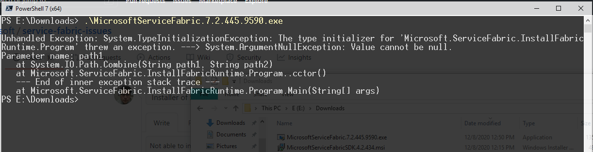 Installer of Service Fabric Runtime 7.X fails · Issue #1099 · microsoft/service-fabric · GitHub